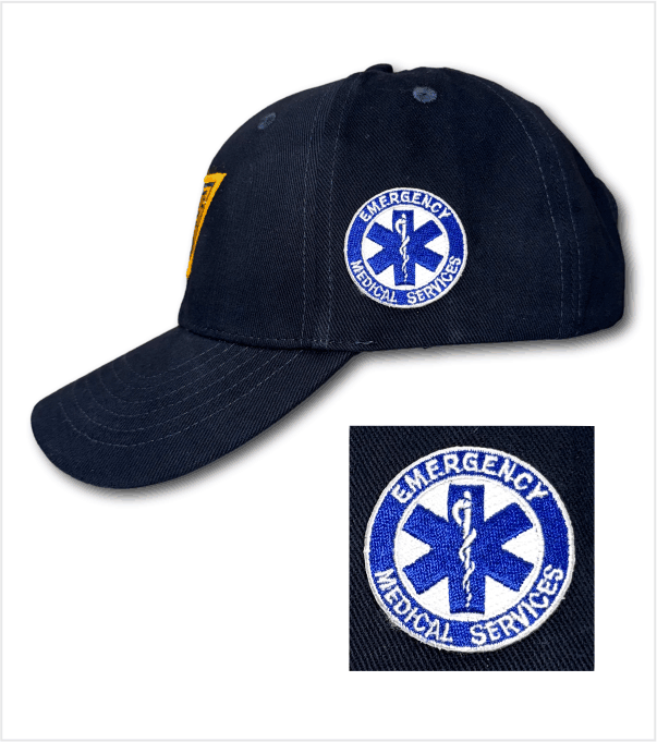 EMERGENCY MEDICAL SERVICES Navy Cap with EMS Emblem on Left Side – True ...