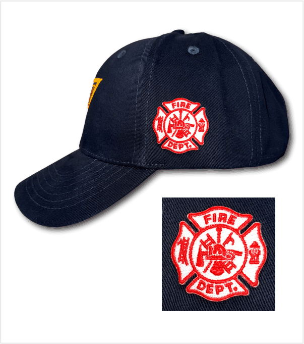 FIRE DEPARTMENT Navy Cap with FD Emblem on Left Side – True Blue and Gold