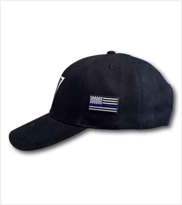 BLACK Class B Style Cap with BLUE LINE FLAG on Left Side – True Blue ...