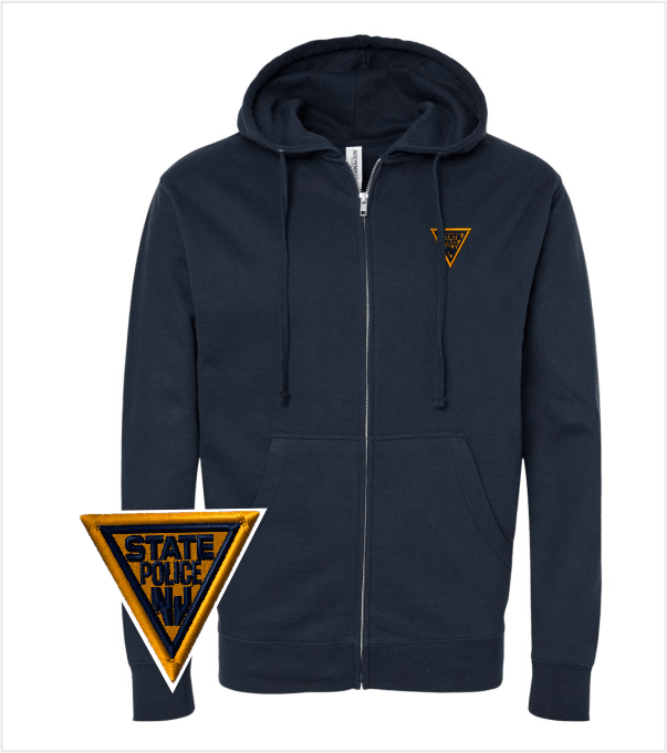 Navy FULL-ZIP PREMIUM Hood with Embroidered Logo – True Blue and Gold